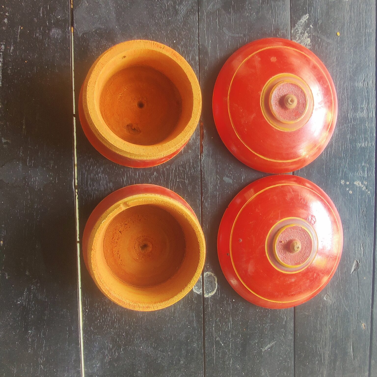 Vintage 2 PC's wooden hand color box - Unique Antique Collection